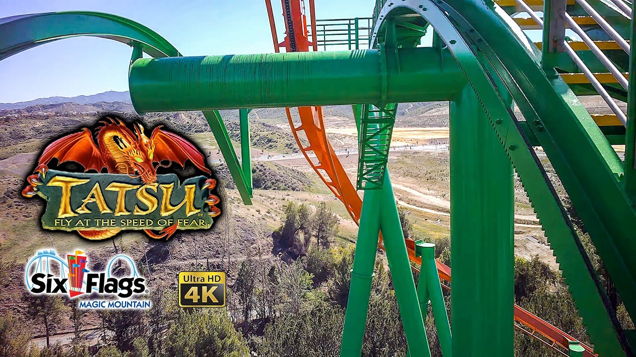 2022 Tatsu Flying Roller Coaster On Ride Front Seat 4K POV Six Flags Magic Mountain | Theme-Park.org